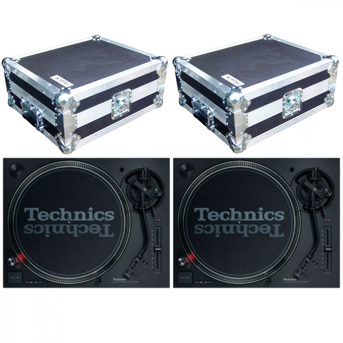 Technics SL 1210 MK7 Pair with Flight Cases